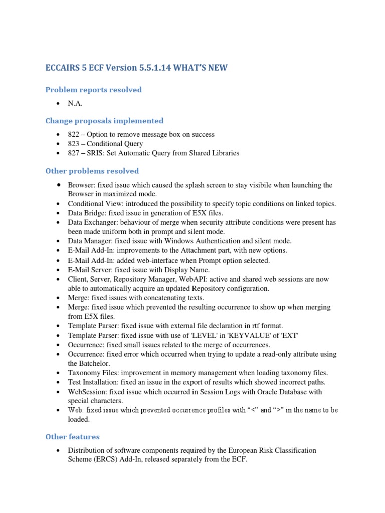 E5ECFWhatIsNew - Marco Común de ECCAIRS 5 - Actualizaciones de La ...