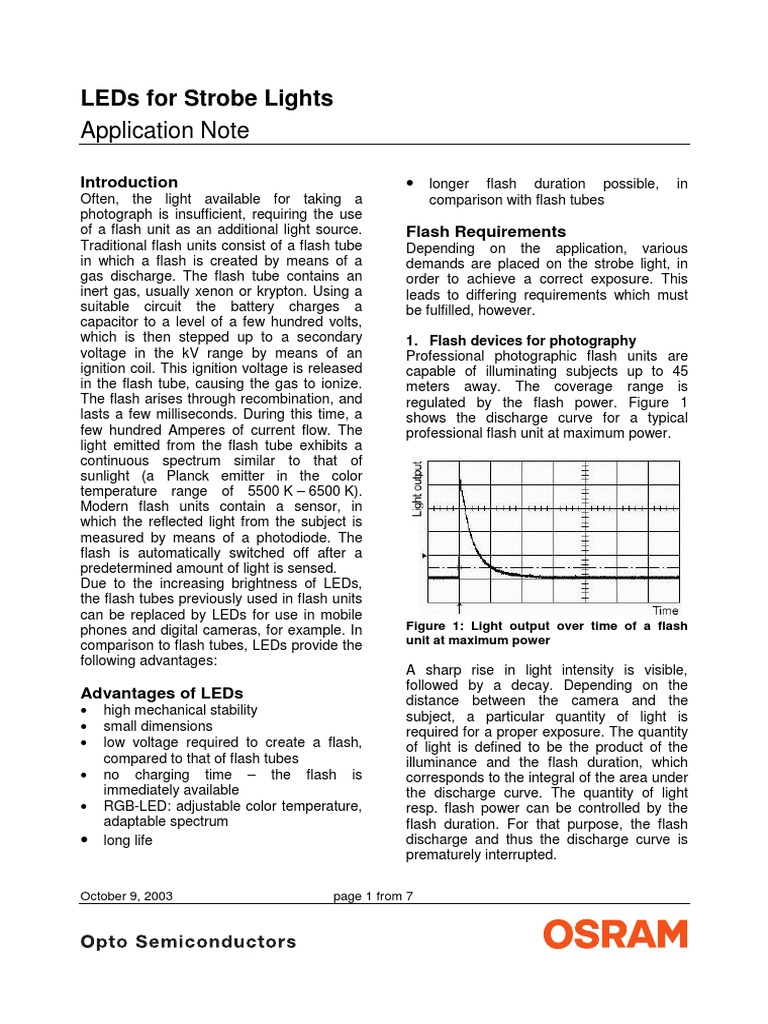 Application Note: Leds For Strobe Lights | PDF | Flash (Photography ...