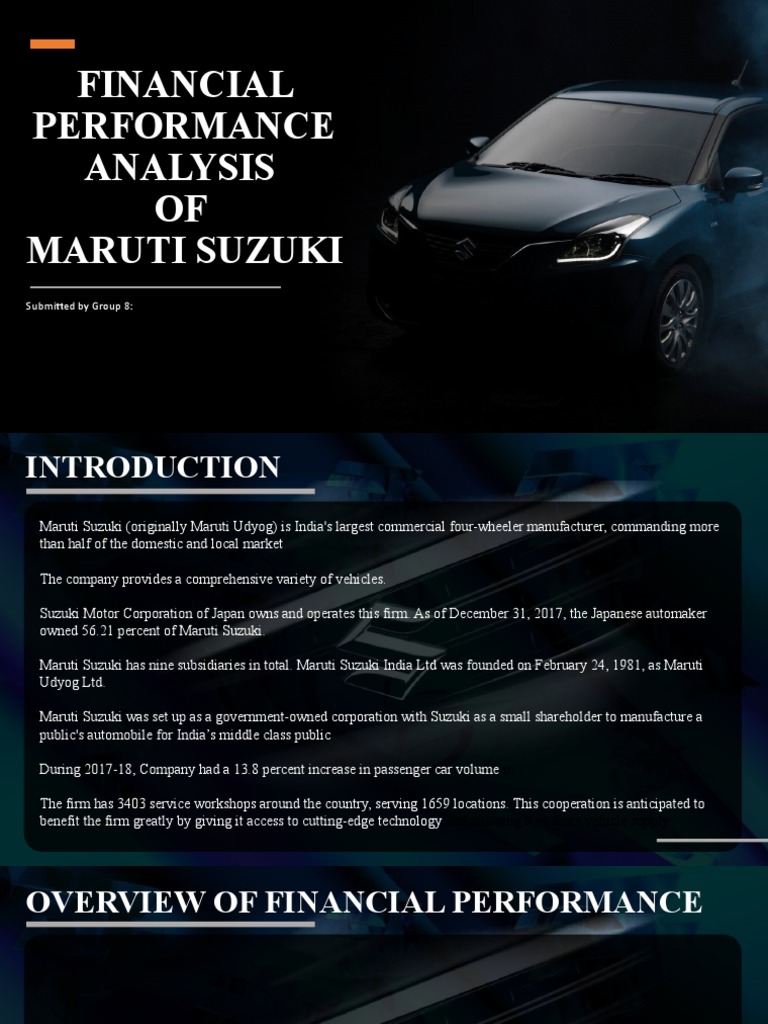 Financial Performance Analysis OF Maruti Suzuki: Submitted by Group 8 ...