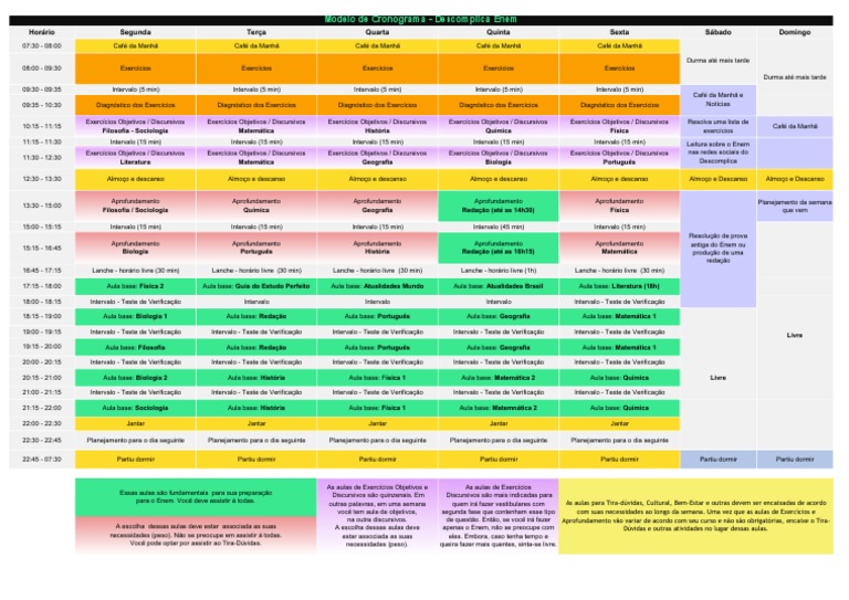 Cronograma Descomplica Enem Pdf Science