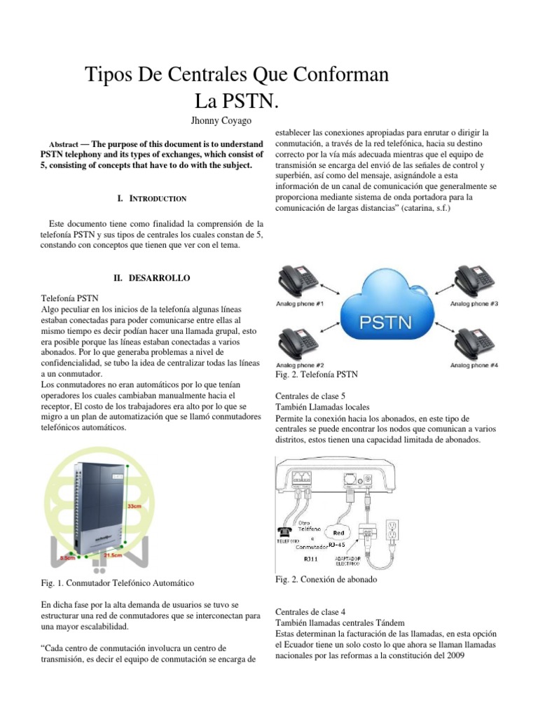 Tipos de Centrales en Telefonía PSTN | PDF | Red Telefónica Conmutada ...
