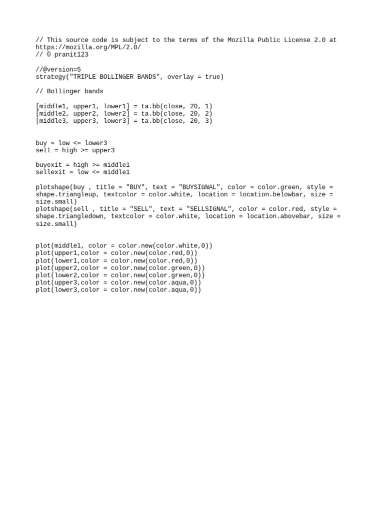 Triple Bollinger Band - Pinescript | PDF