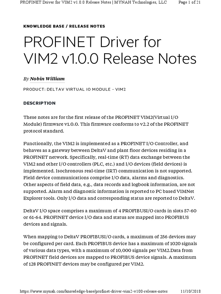 Knowledge Base Profinet Driver Vim2 v100 | PDF | Computer Network ...