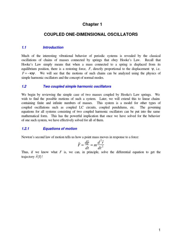 Coupled One-Dimensional Oscillators | PDF | Normal Mode | Waves