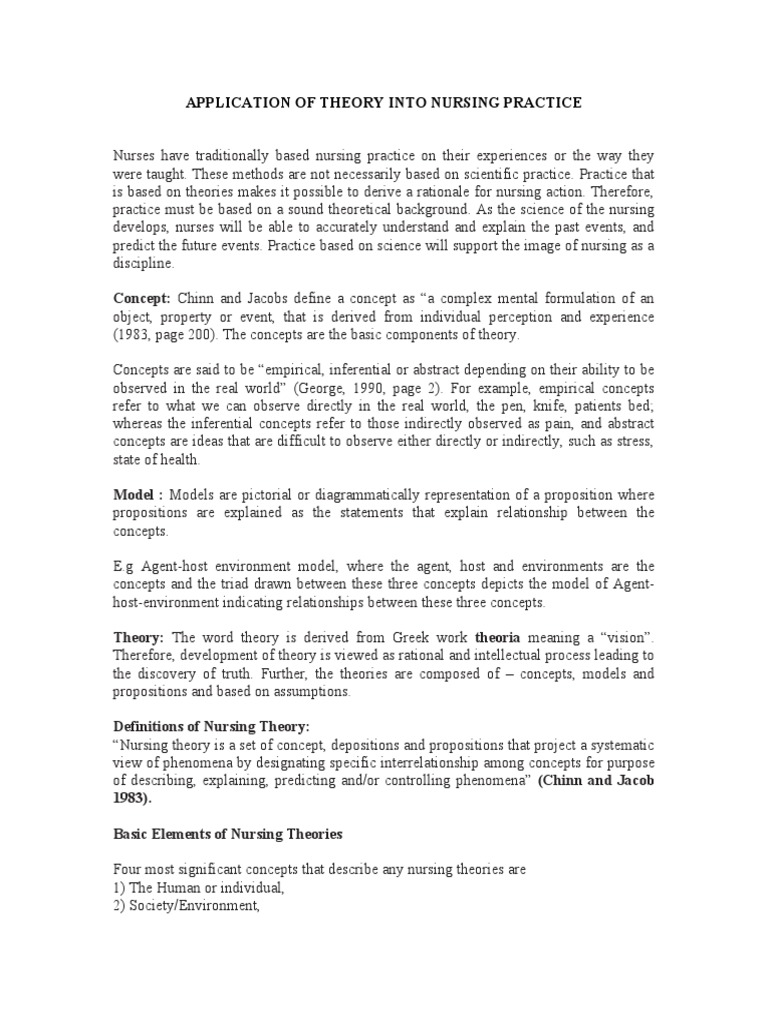 Theory Application in Nursing Practice-Revised | PDF | Id | Theory
