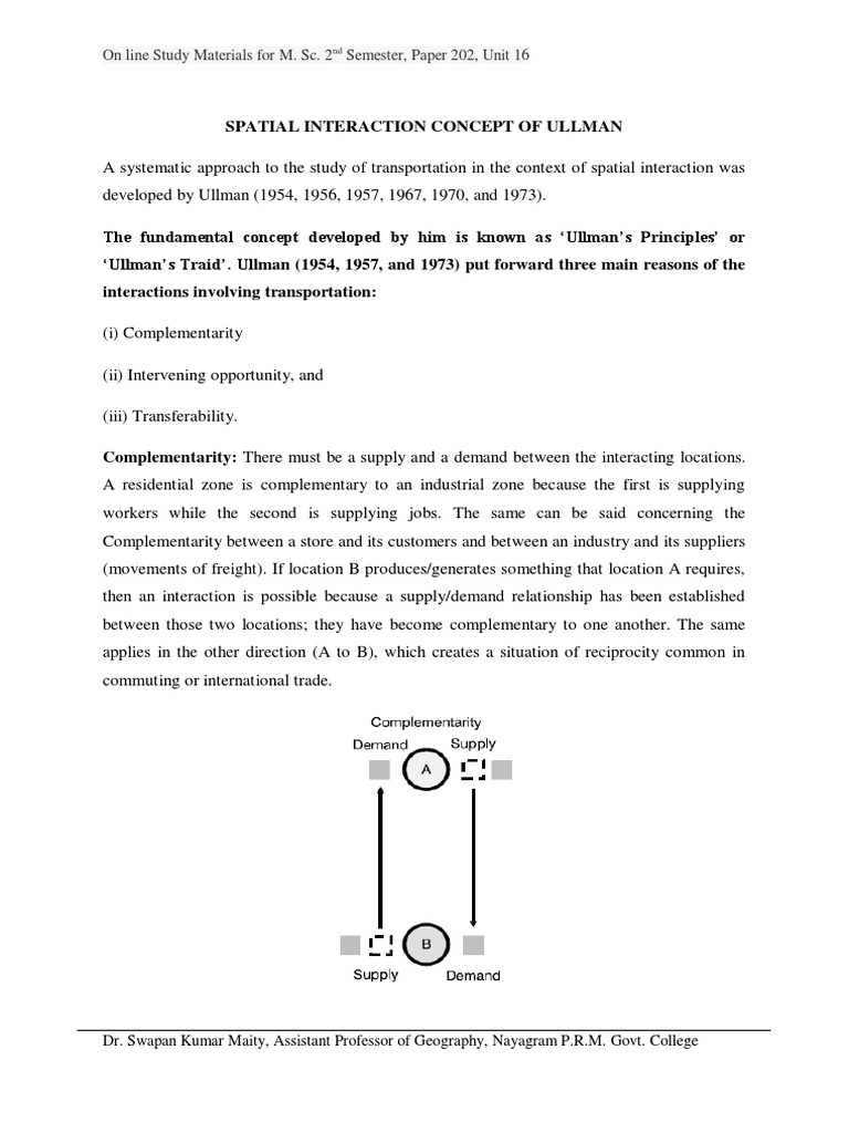 Spatial Interaction Concept of Ullman and Graviy Model | PDF ...