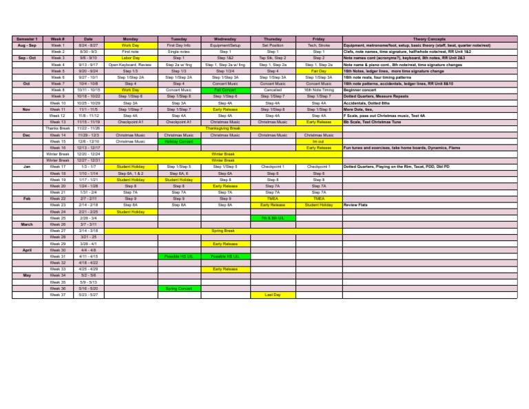 Percussion Curriculum - Beginner | PDF | Observances | Holidays