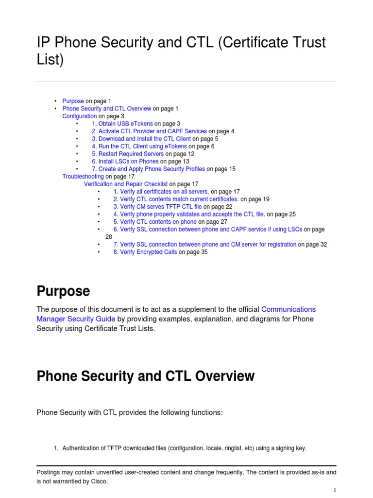 IP Phone Security and CTL (Certificate Trust List) : Purpose | PDF | Transport Layer Security ...