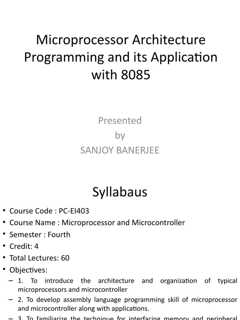Microprocessor Architecture Programming and Its Application With 8085 ...