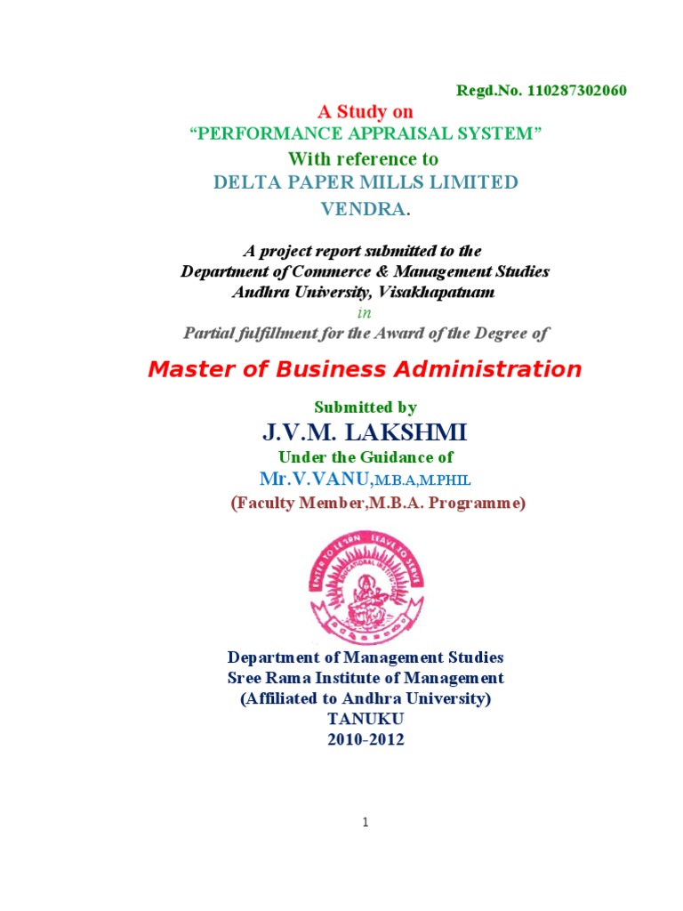 Performance Appraisal Hr Project Pdf Performance Appraisal Human