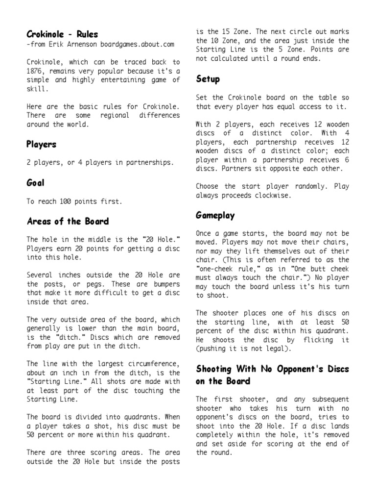 Crokinole | PDF | Sports | Gaming