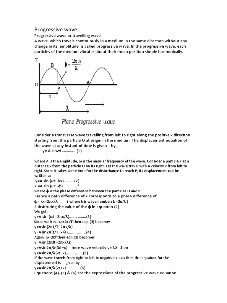 Progressive Wave Pdf Waves Wavelength