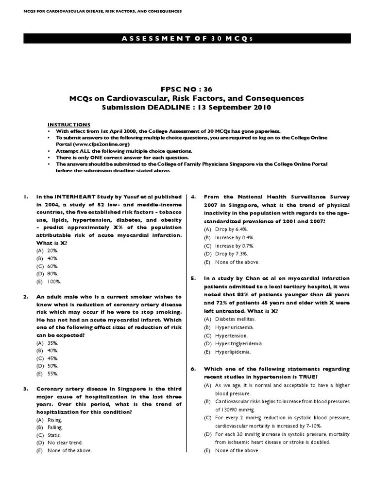Assessment of 30 Multiple Choice Questions on Cardiovascular Disease ...