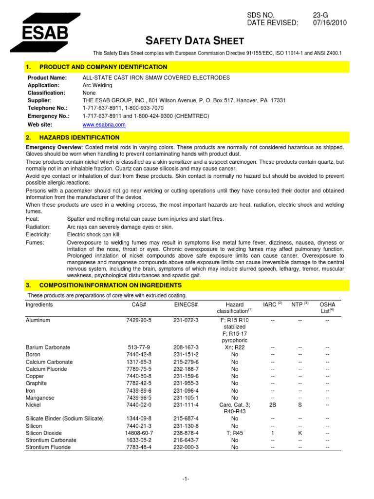 All-State 4-60 Electrode MSDS | PDF | Construction | Welding