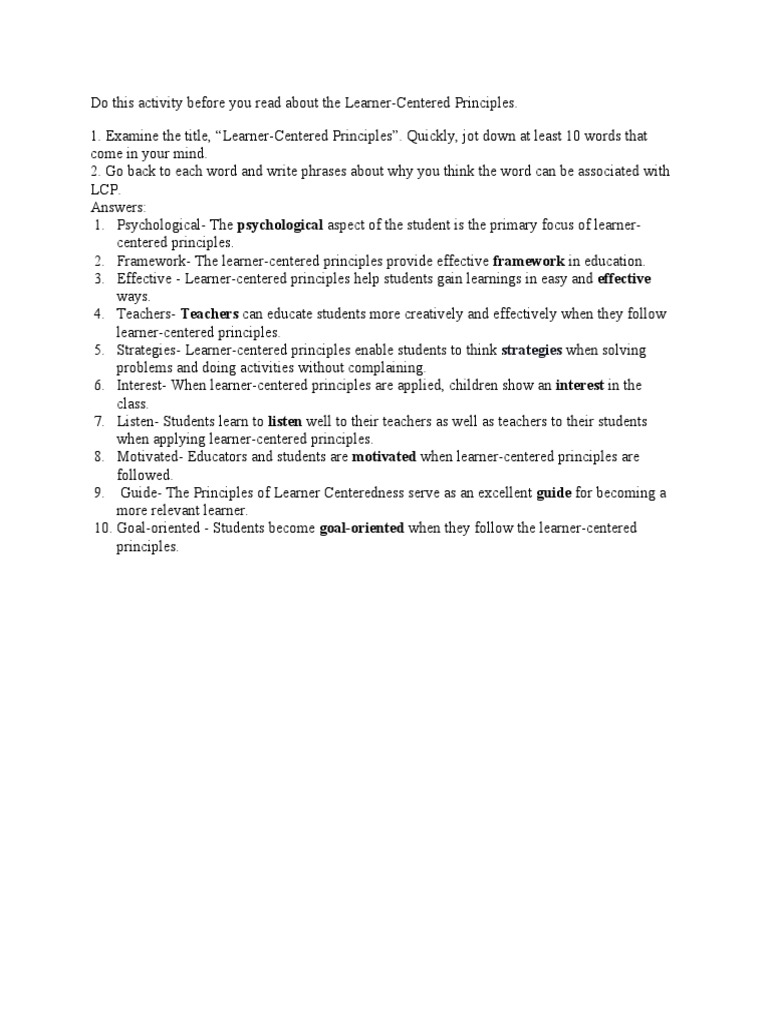 Unit 1 Learner-Centered Psychological Principles (LCP) | PDF | Wellness