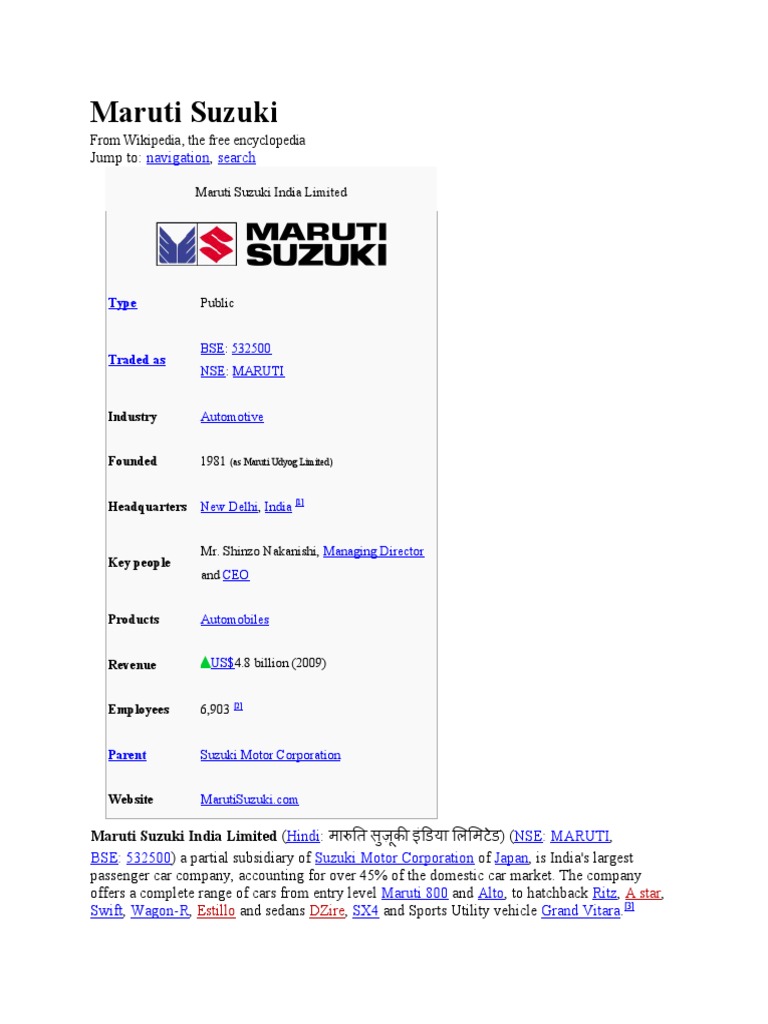 Maruti Suzuki: Navigation Search | PDF | Microsoft | General Motors Marques