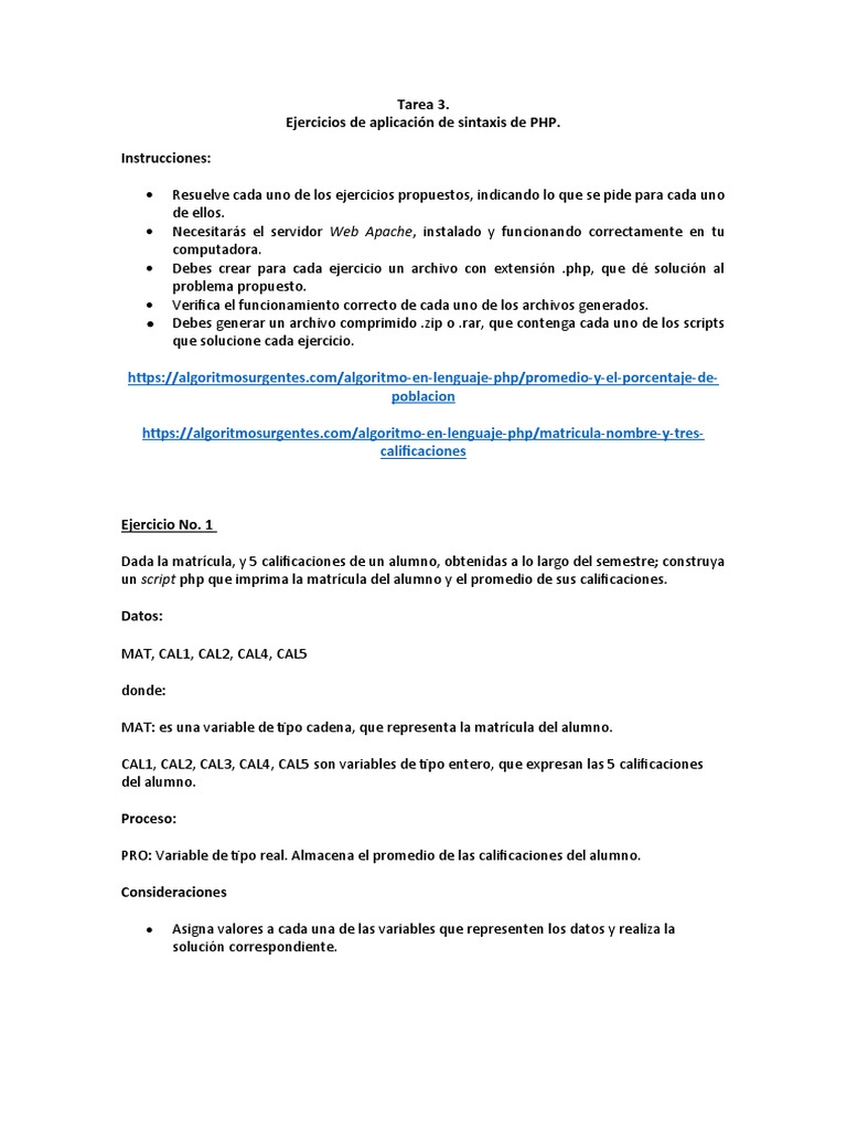 Ejercicios Aplicacion de Sintaxis de PHP | PDF | Php | Variable (informática)