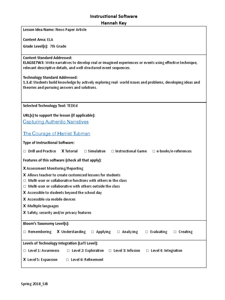 Instructional Software Lesson Template | PDF | Classroom | Lesson Plan