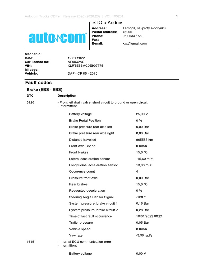 Fault Codes: STO U Andriiv | PDF | Brake | Mechanical Engineering
