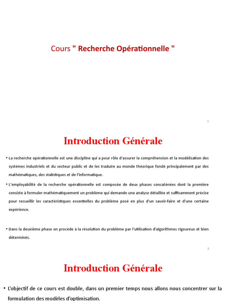 Cours | PDF | Optimisation linéaire | Optimisation mathématique