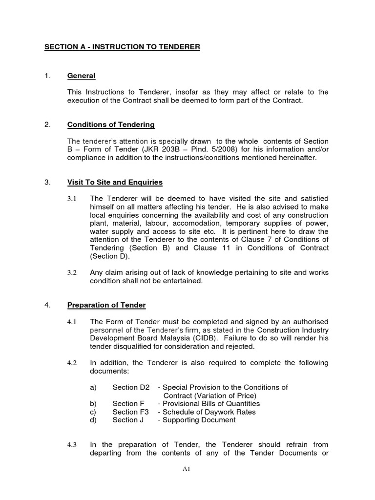 D Instruction To Tenderers | Download Free PDF | Guarantee | Business