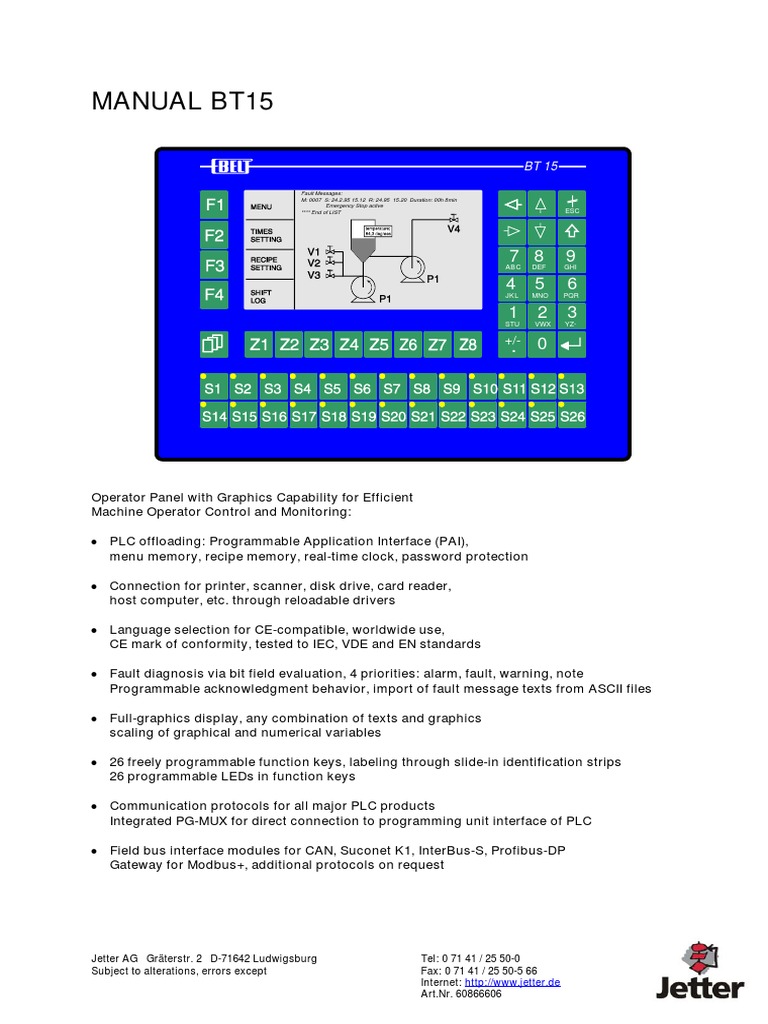 bt15 User Manual April 1997-1 | PDF | Programmable Logic Controller | Computer Keyboard