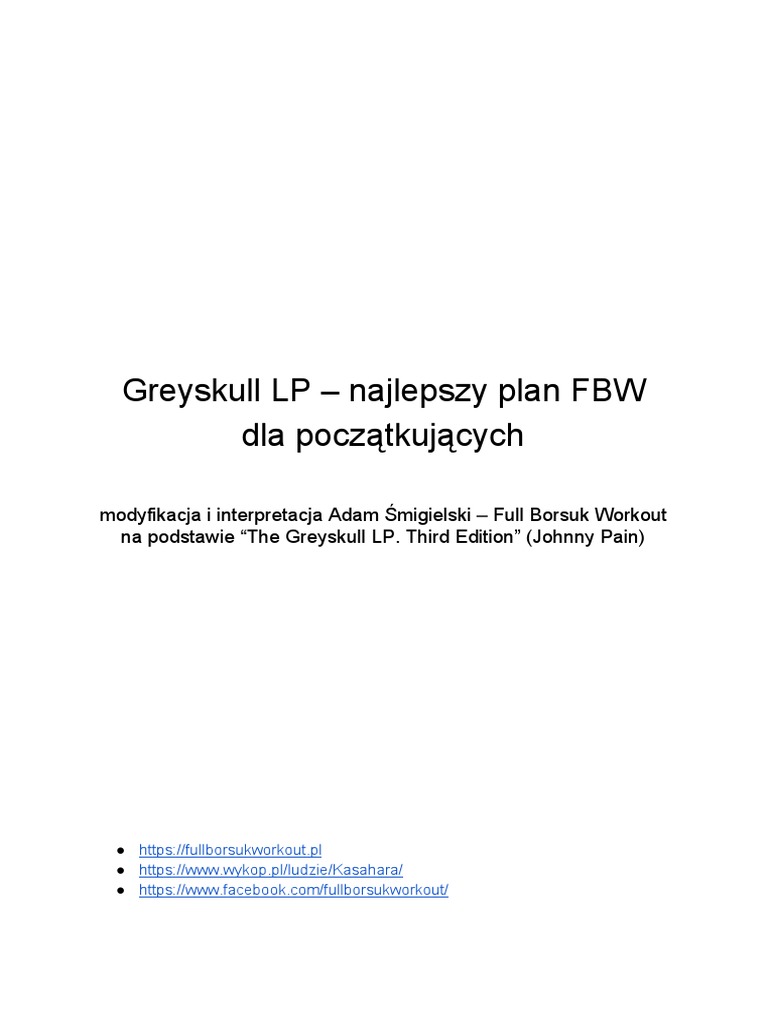 Greyskull LP - Najlepszy FBW Dla Początkujących | PDF