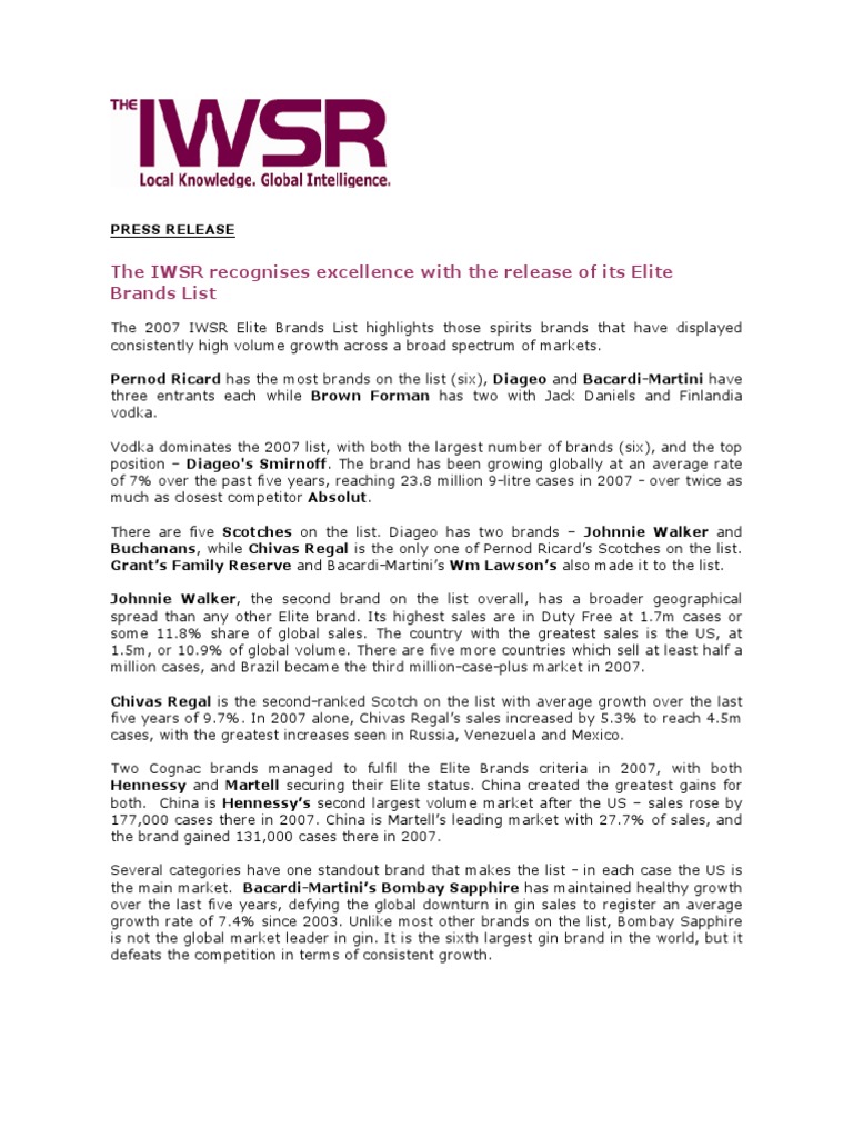 Elite Brands | PDF | Drink | Alcohol