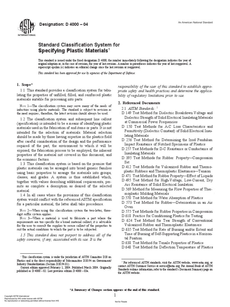 Astm D4000, 2004 | PDF | Plastic | Thermoplastic