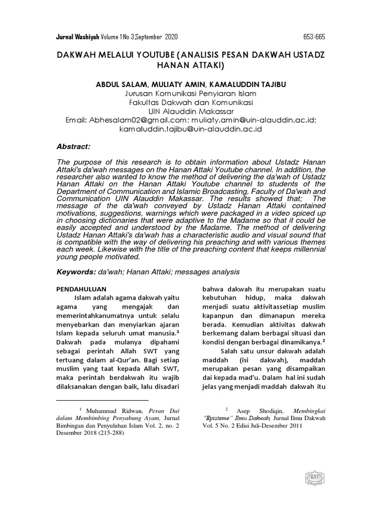 Analisis Dakwah Ustadz Hanan Attaki | PDF | Ilmu Sosial | Sains ...