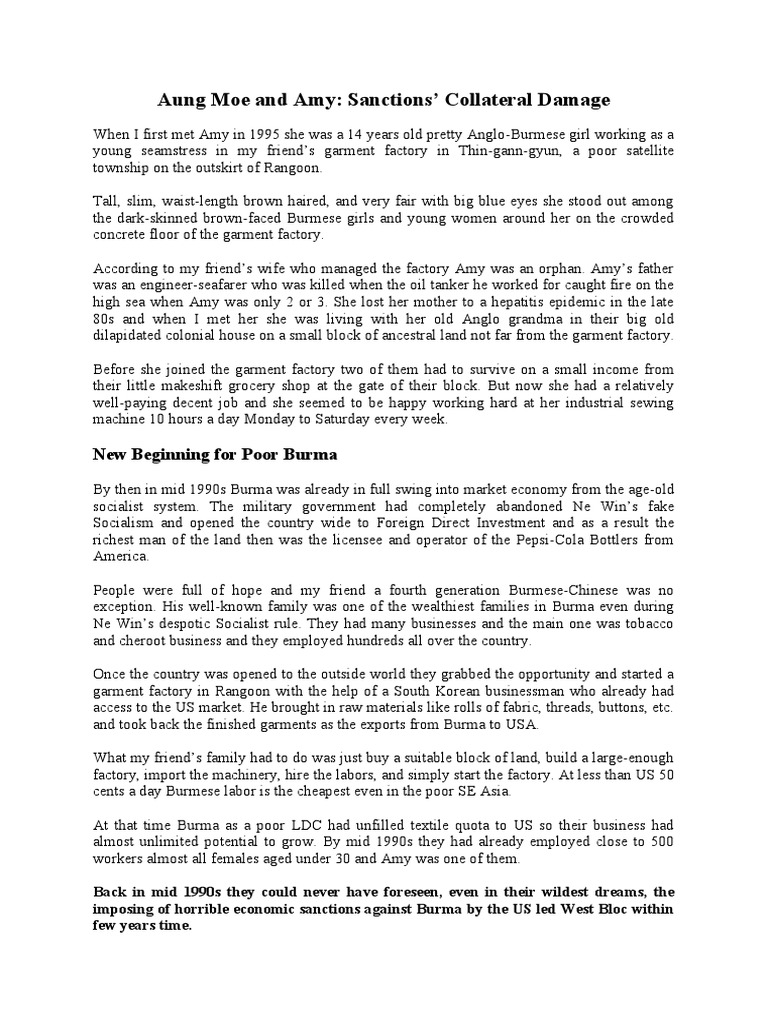Aung Moe and Amy: Sanctions' Collateral Damage: New Beginning For Poor ...