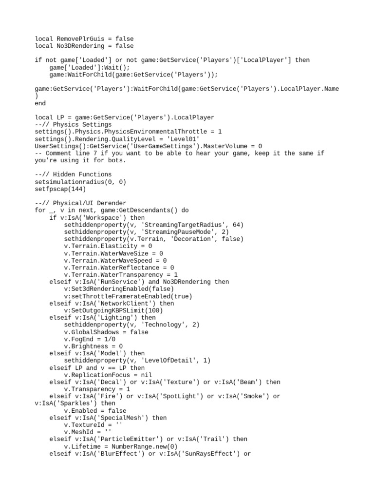Boost A Slow PCS FPS - Roblox Script | PDF