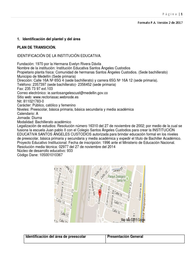 3.1. PLAN TRANSICION 2017 APROBADO Ajustado | PDF | Educación de la ...