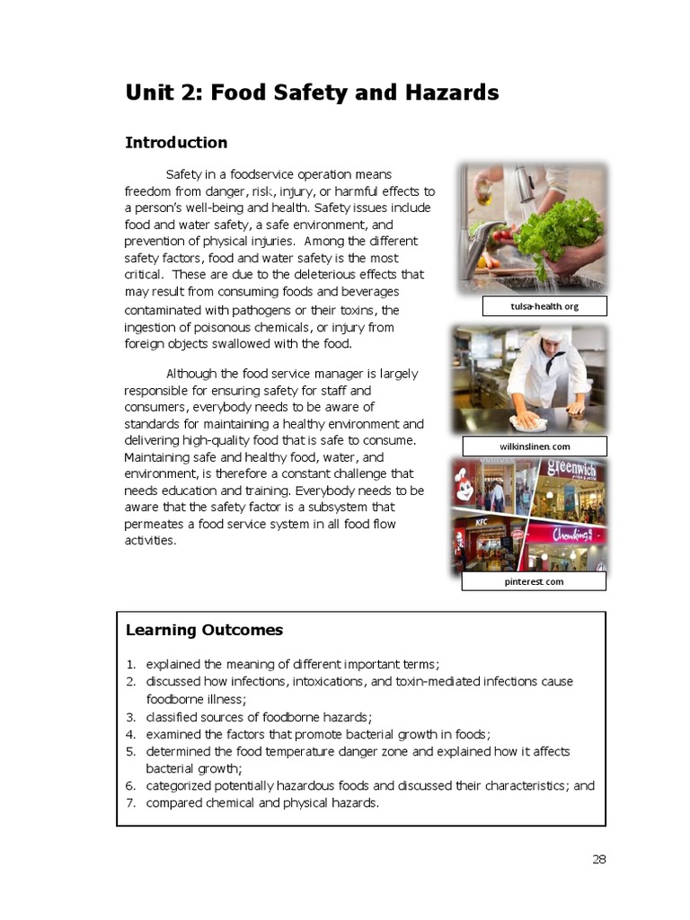 Unit 2: Food Safety and Hazards | PDF | Foodborne Illness | Foods