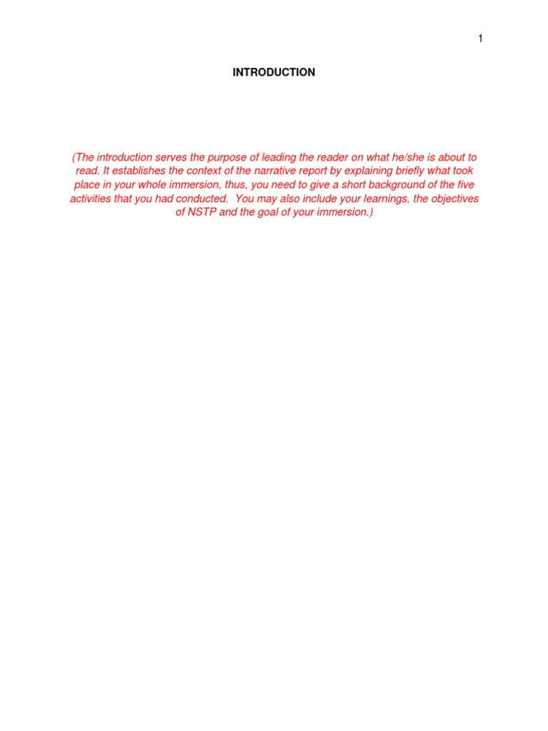 NARRATIVE REPORT of NSTP IMMERSION | PDF | Text | Writing