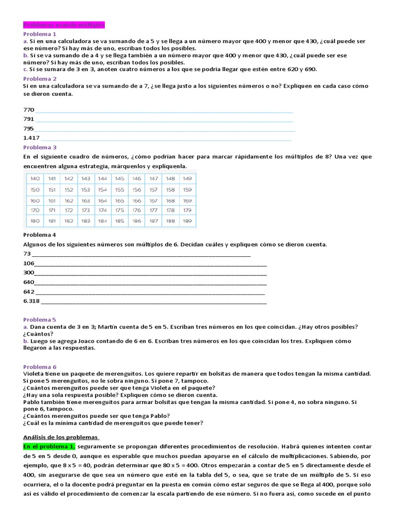 Multiplos y Divisores | PDF | División (Matemáticas) | Multiplicación