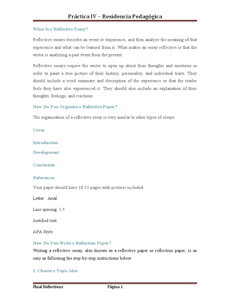 Reflective Essay Guide. | Download Free PDF | Experience | Essays