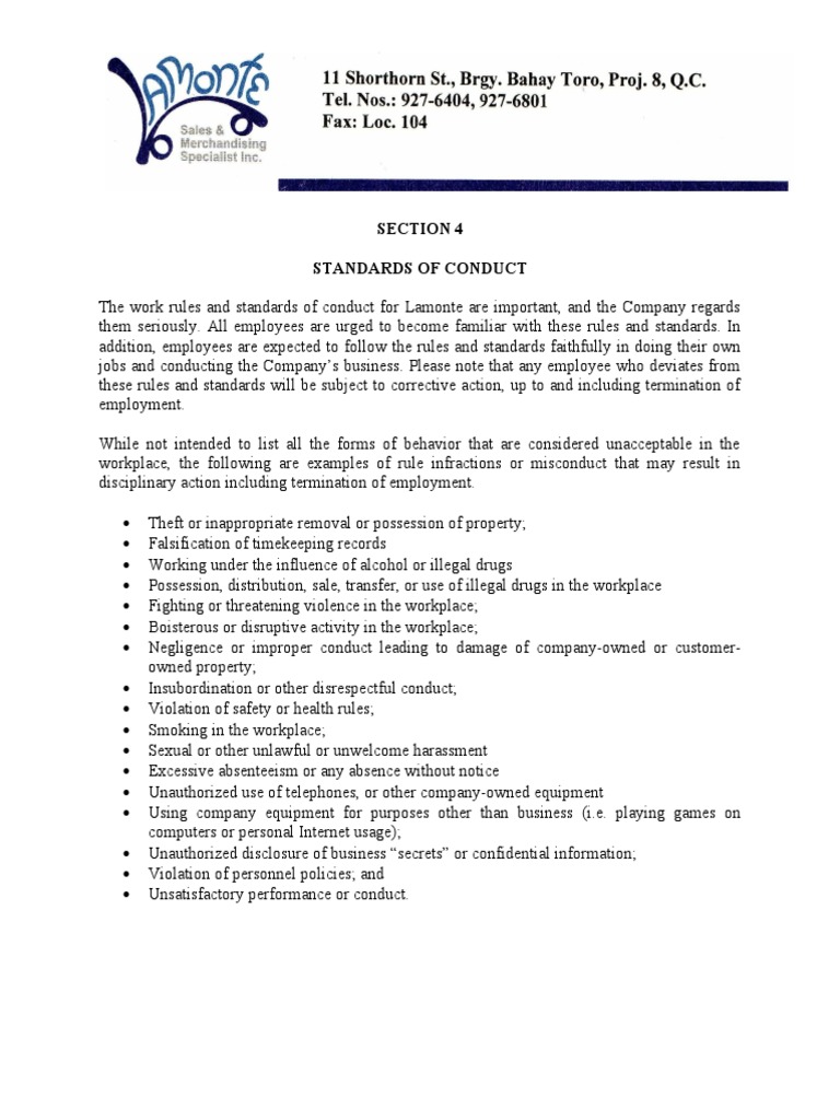 Section 4 Standards of Conduct | PDF