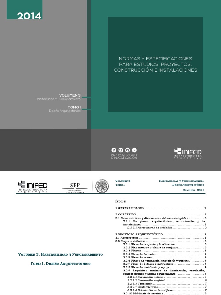 INIFED. Vol 3. Tomo I Diseño Arquitectónico.2014 | PDF | Kilogramo ...