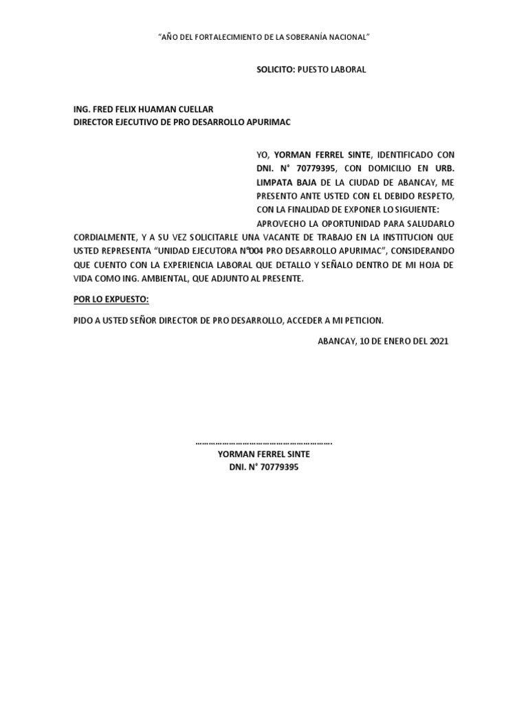 SOLICITO | PDF | Derecho | Hogar, jardinería y bricolaje