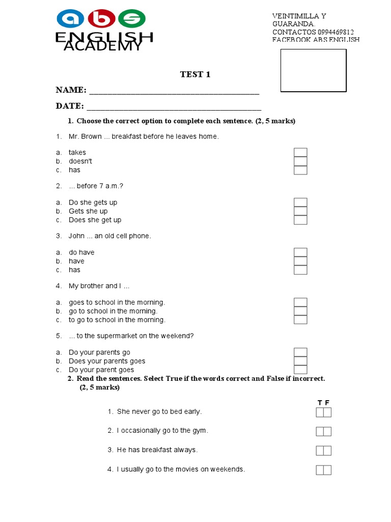 Test 1 NAME: - DATE | PDF