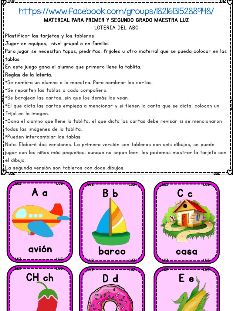 Lotería ABC para Primer y Segundo Grado | PDF