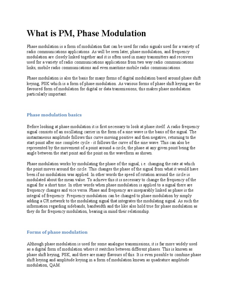 What Is PM | PDF | Modulation | Radio