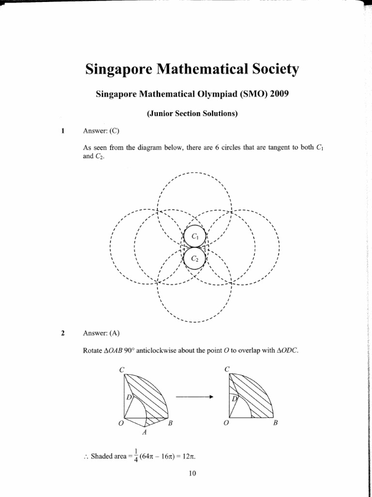 SMO 2009 Junior Solutions Analysis | PDF | Elementary Mathematics ...