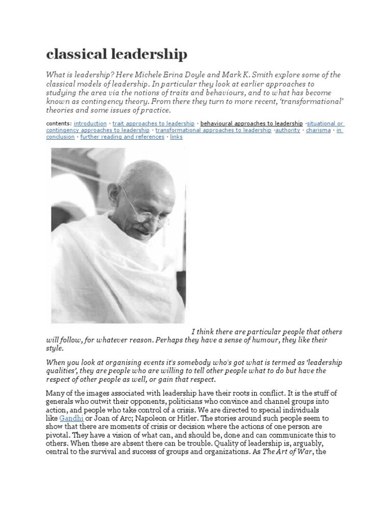 Classical Leadership | PDF | Action (Philosophy) | Leadership