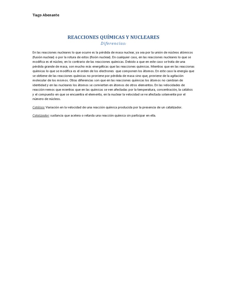 Reacciones Químicas y Nucleares | PDF