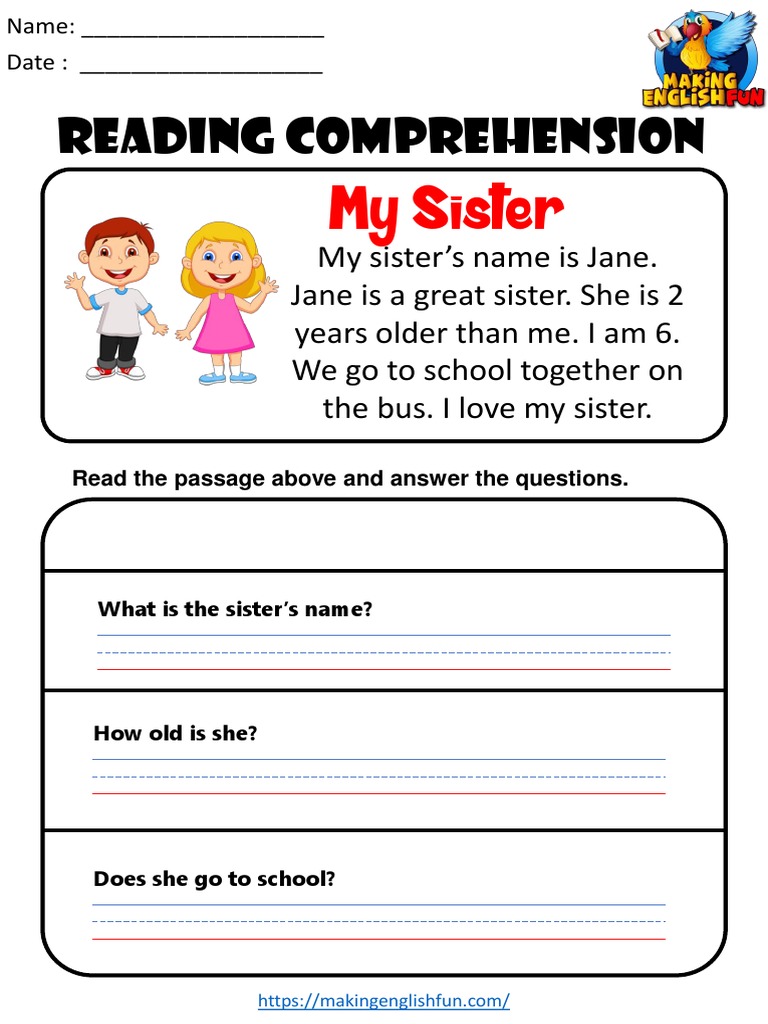 Kindergarten Reading Worksheets and Passages 2 | PDF