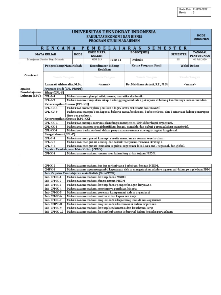 RPS MSDM | PDF | Karier & Perkembangan