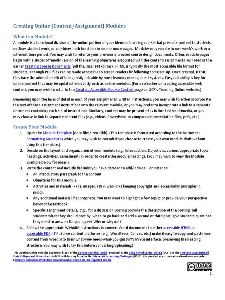 Creating Online (Content/Assignment) Modules: What Is A Module? | PDF ...