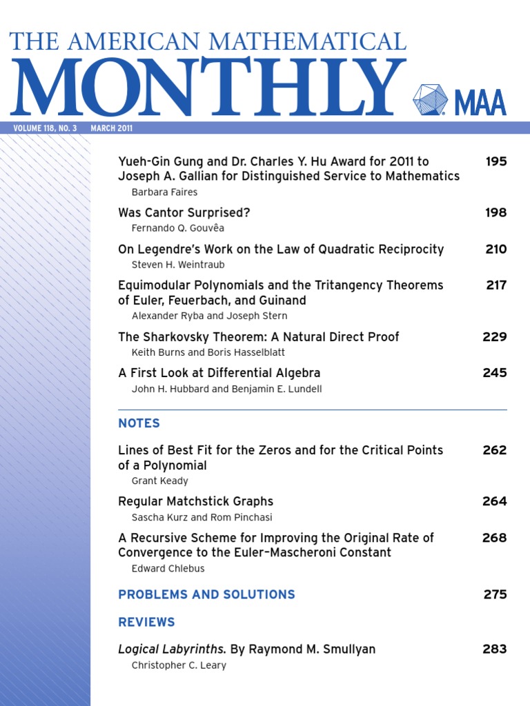 The American Mathematical Monthly - No 3 March 2011 | PDF ...